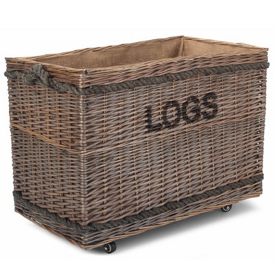 Traditional Extra Large Wheeled Firewood Log Basket
