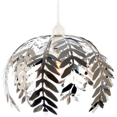 Traditional Fern Leaf Design Ceiling Pendant Light Shade in Silver ...
