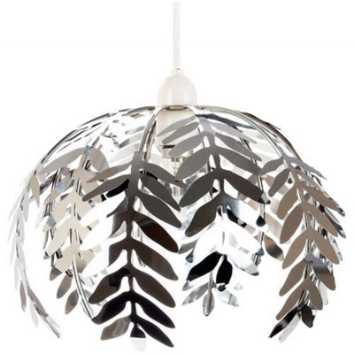 Traditional Fern Leaf Design Ceiling Pendant Light Shade in Silver ...