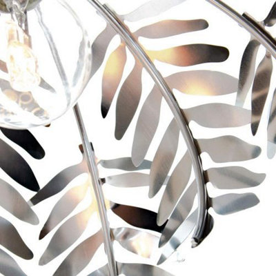 Traditional Fern Leaf Design Ceiling Pendant Light Shade in Silver ...