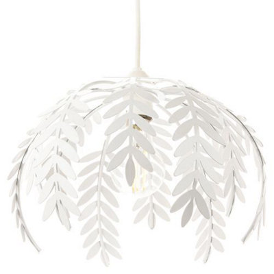 Traditional Fern Leaf Design Ceiling Pendant Light Shade in White Gloss ...
