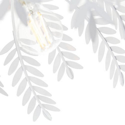 Traditional Fern Leaf Design Ceiling Pendant Light Shade in White Gloss ...