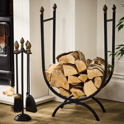 Traditional Fireplace Brass Acorn 5pc Fireside Companion Set with ...