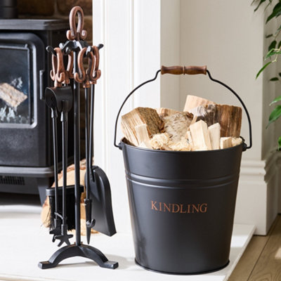 Traditional Fireside Freestanding 5pcs Copper Companion Set with ...