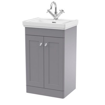 Traditional Floor Standing 2 Door Vanity Unit with 1 Tap Hole Fireclay ...