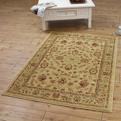Traditional Floral Graphics Cotton Backing Easy to Clean Rug for Living ...