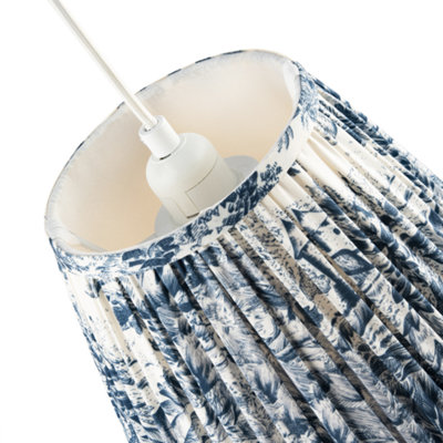Traditional Floral Tapered Lamp Shade in Navy Midnight Blue and White