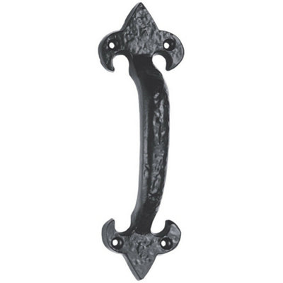 Traditional Forged Iron Pull Handle 180 x 52mm Black Antique Door ...