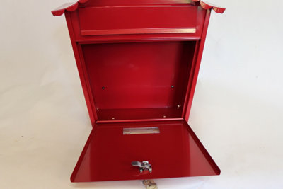 Traditional Galvanised Wall Mounted Post Box Powder-Coated in Red ...