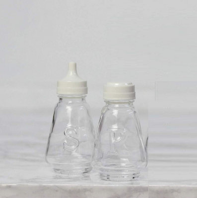 Traditional Glass Salt & Pepper Shaker Pot Set Glass Table Condiment ...
