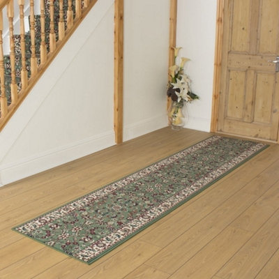 Traditional Green Hall Runner Carpet Runner Rug