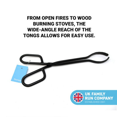 Traditional heavyweight cast iron log coal tongs