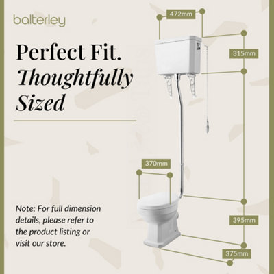 TRADITIONAL HIGH LEVEL TOILET PAN, CISTERN, FLUSH PIPE KIT - WHITE