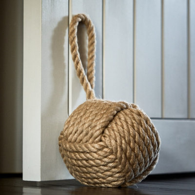 Traditional Natural Jute Rope Ball Knot Door Stopper Decorative Door Stop