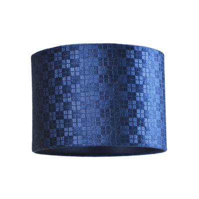 Traditional Navy Midnight Blue Velvet Lamp Shade with Mini Square Grids ...
