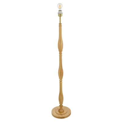 Traditional Oak Wood Floor Lamp Base with Sleek Triple Segment Design
