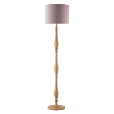 Traditional Oak Wood Floor Lamp Base with Sleek Triple Segment Design