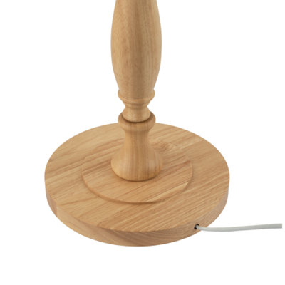 Traditional Oak Wood Floor Lamp Base with Sleek Triple Segment Design