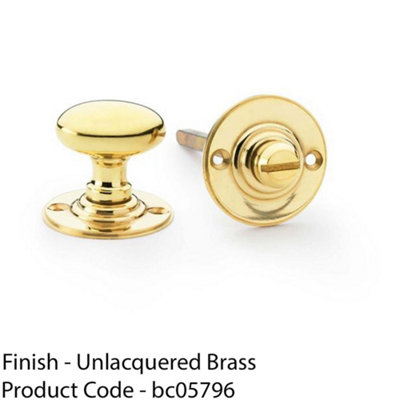 Traditional Oval Thumbturn & Release Lock - Polished Brass - Bathroom ...