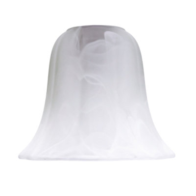 Traditional Pair of White Alabaster Glass Shades with Subtle Petal ...