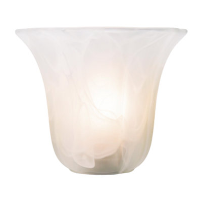Traditional Pair of White Alabaster Glass Shades with Subtle Petal ...