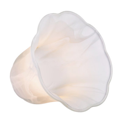 Traditional Pair of White Alabaster Glass Shades with Subtle Petal ...