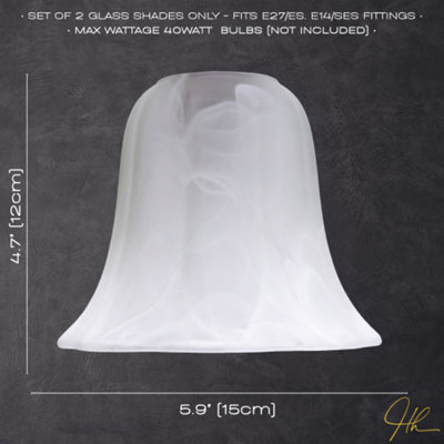Traditional Pair of White Alabaster Glass Shades with Subtle Petal ...
