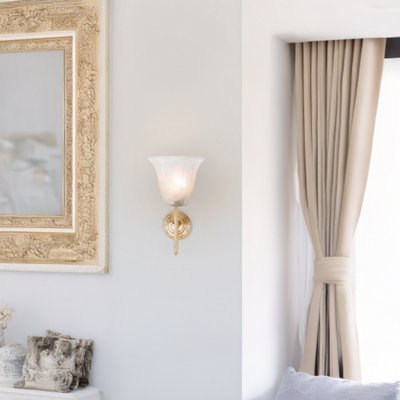 Traditional Pair of White Alabaster Glass Shades with Subtle Petal ...