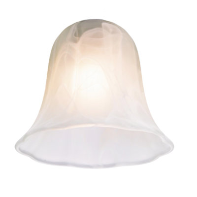 Traditional Pair of White Alabaster Glass Shades with Subtle Petal ...