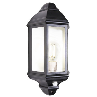 Traditional PIR Sensor Outdoor Wall Light with Matt Black Metal Die ...