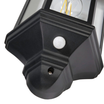 Traditional PIR Sensor Outdoor Wall Light with Matt Black Metal Die ...