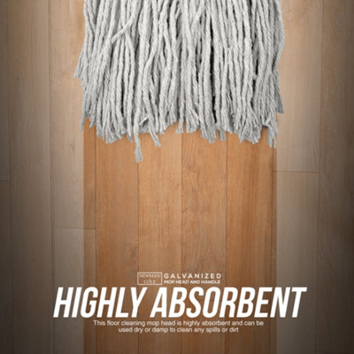 Traditional Pure Cotton Yarn Mop Galvanised Metal Socket Mop with Handle