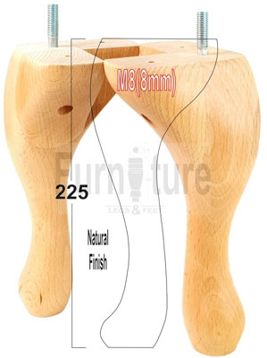 Traditional Queen Anne Wood Legs Natural 225mm High 4 Furniture Feet ...