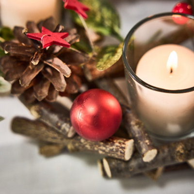 Traditional Red Bauble Christmas Decoration Tealight Centrepiece 23cm