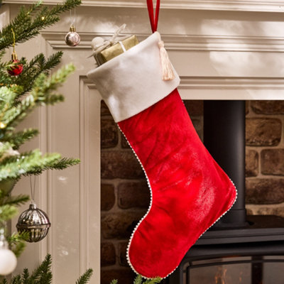 Traditional Red Berkeley Velvet Xmas Gift Decoration Christmas Stocking ...