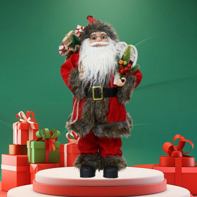 Traditional Red Plush Santa Figurine Standing Father Christmas ...