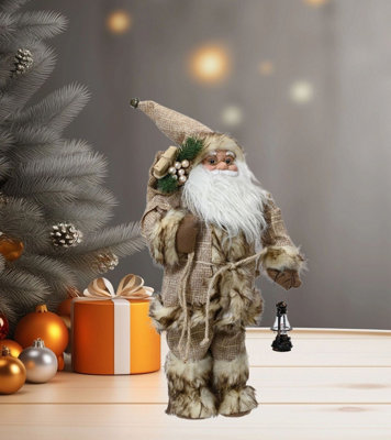 Traditional Rustic Father Christmas Figure 30cm Nordic Standing Santa ...