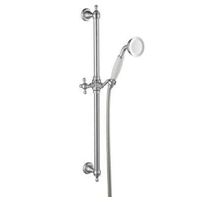 Traditional Shower Slider Slide Rail Kit Including Head & Hose | DIY at B&Q