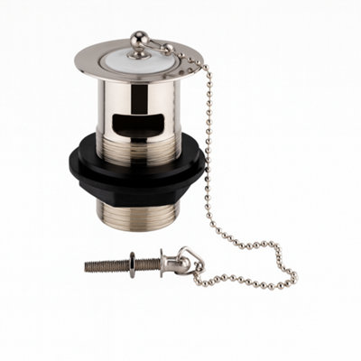 Traditional Slotted Basin Waste with Plug & Chain - Brushed Nickel ...