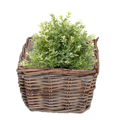 Traditional Small Wicker Square Lined Planter Basket