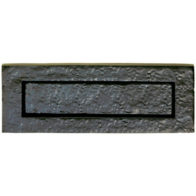 Traditional Sprung Letterbox Plate 233mm Fixing Centres Black Antique ...