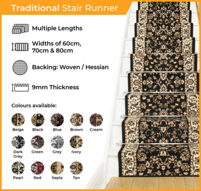 Traditional Stair Runner - Soft & Durable Carpet Runner for Stairs ...