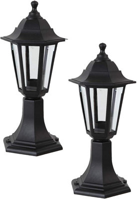 Traditional Style IP44 Black 2 PACK Outdoor Garden Post Top Lamp ...