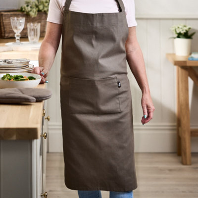 Traditional Style Mocha Cotton Cooking Kitchen Apron, Chef Apron ...