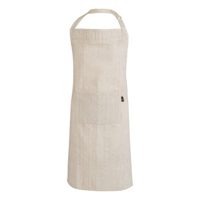 Traditional Style Mocha Cotton Ticking Stripe Cooking Kitchen Apron ...