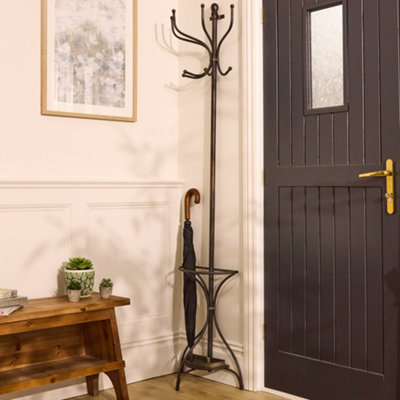 TRADITIONAL STYLE WALL MOUNTED HALLWAY COAT STAND AND UMBRELLA STAND