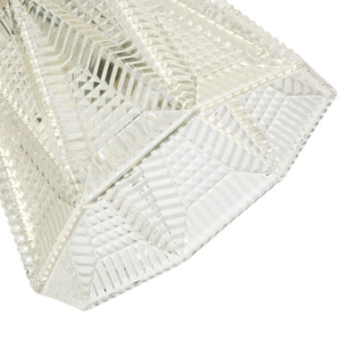 Traditional Thick Clear Glass Hexagonal Pendant Lamp Shade with Diamond ...