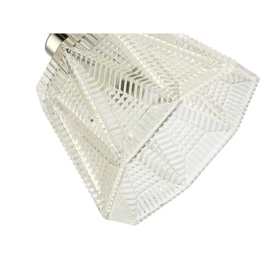 Traditional Thick Clear Glass Hexagonal Pendant Lamp Shade with Diamond ...