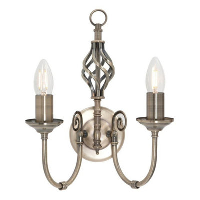 Traditional Twin 2 Way Double Wall Light with a Classic Knot Twist ...