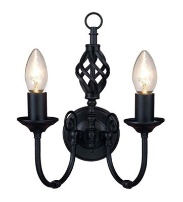 Traditional Twin 2 Way Double Wall Light with a Classic Knot Twist ...